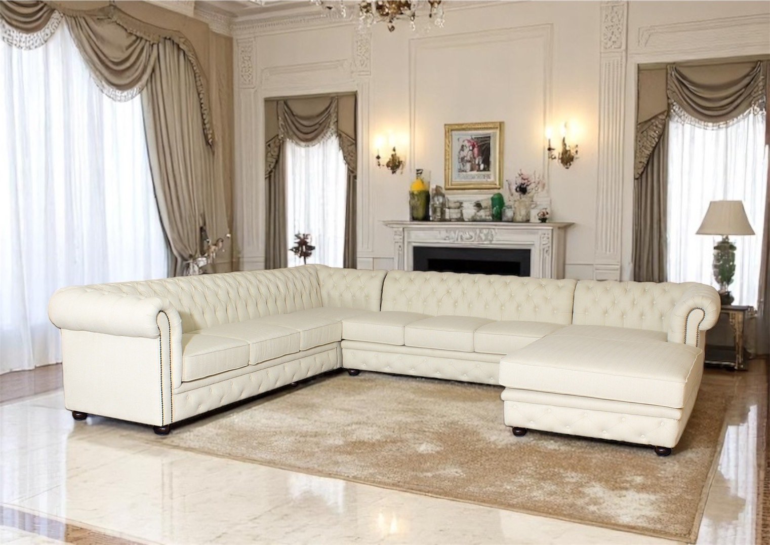 PREMIER L SHAPE + CHAISE - Classic Chesterfield