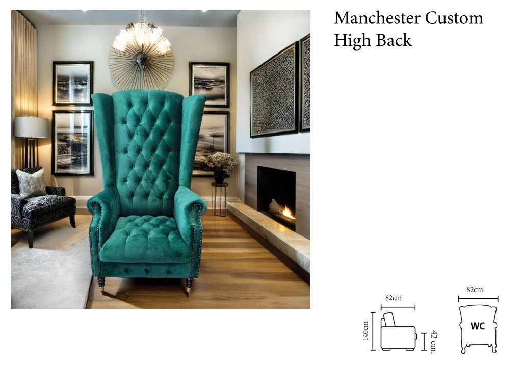 Soho High Back Wing Chair Velvet - Chesterfield Furniture Factory