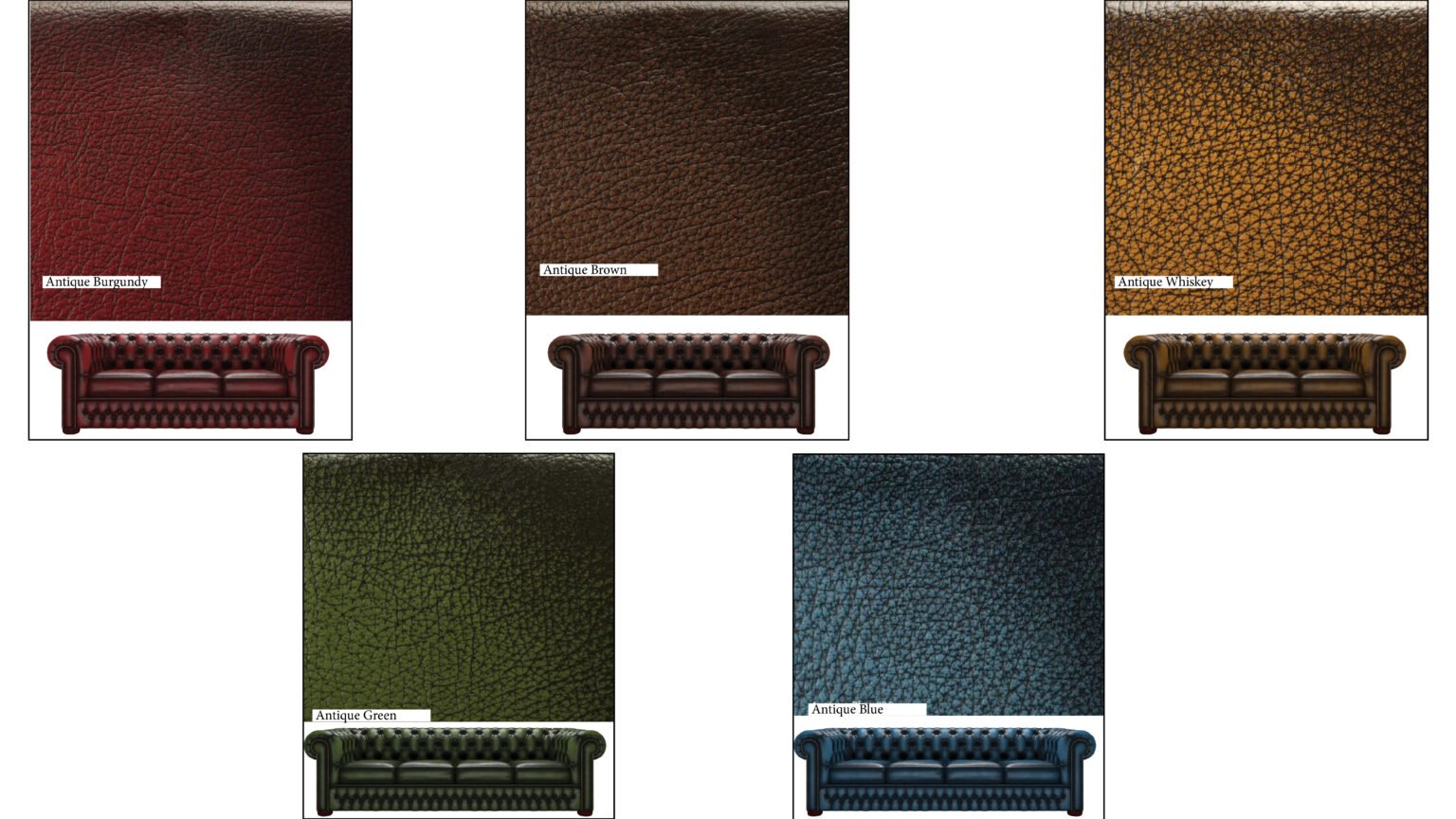 Antique Hand-Rubbed Leather Colours | Classic Chesterfield Australia
